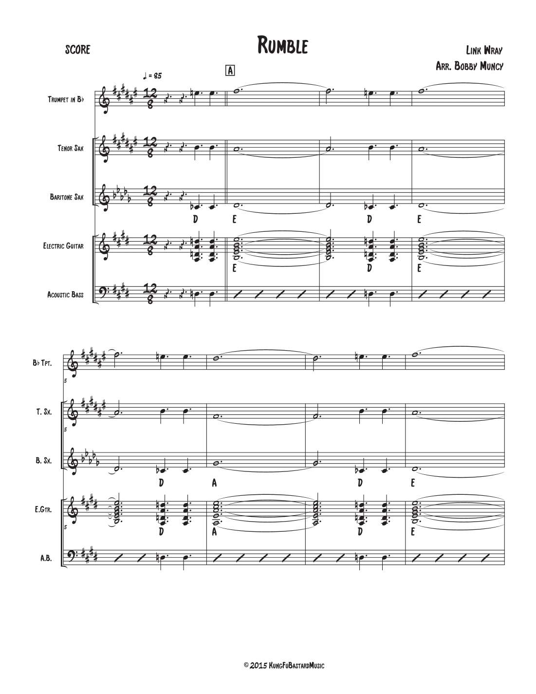 Rumble (arr. Bobby Muncy) by Milt Grant Sheet Music for Cover Band at ...