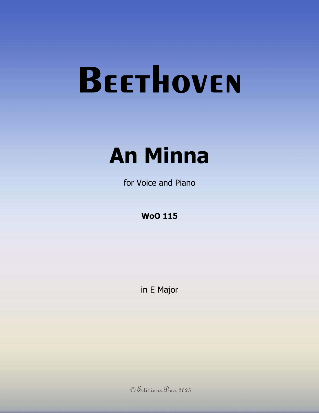 An Minna, by Beethoven, WoO 115, in E Major (arr. Editions Dao) by ...