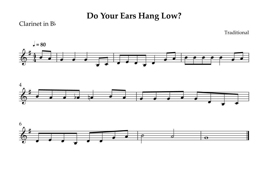 Do Your Ears Hang Low? (arr. Wesley S. SIlva) by Traditional Sheet ...