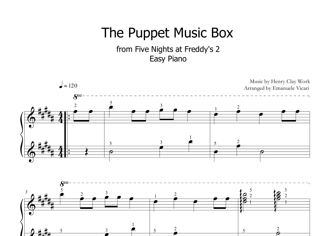 The Puppet Music Box (arr. Emanuele Vicari) by Henry Clay Work Sheet ...