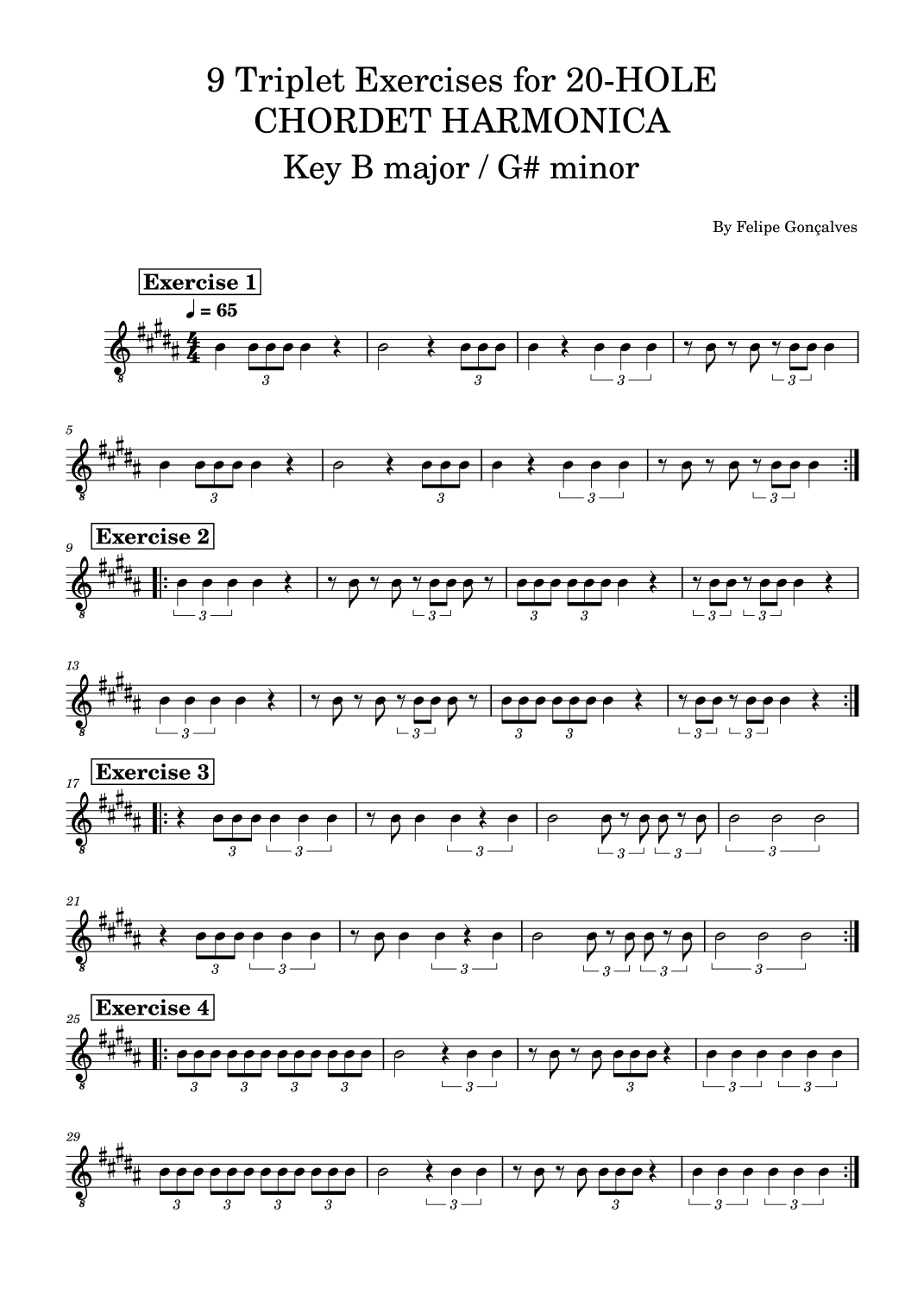 9 Triplet Exercises for 20-HOLE CHORDET HARMONICA by Felipe Gonçalves ...