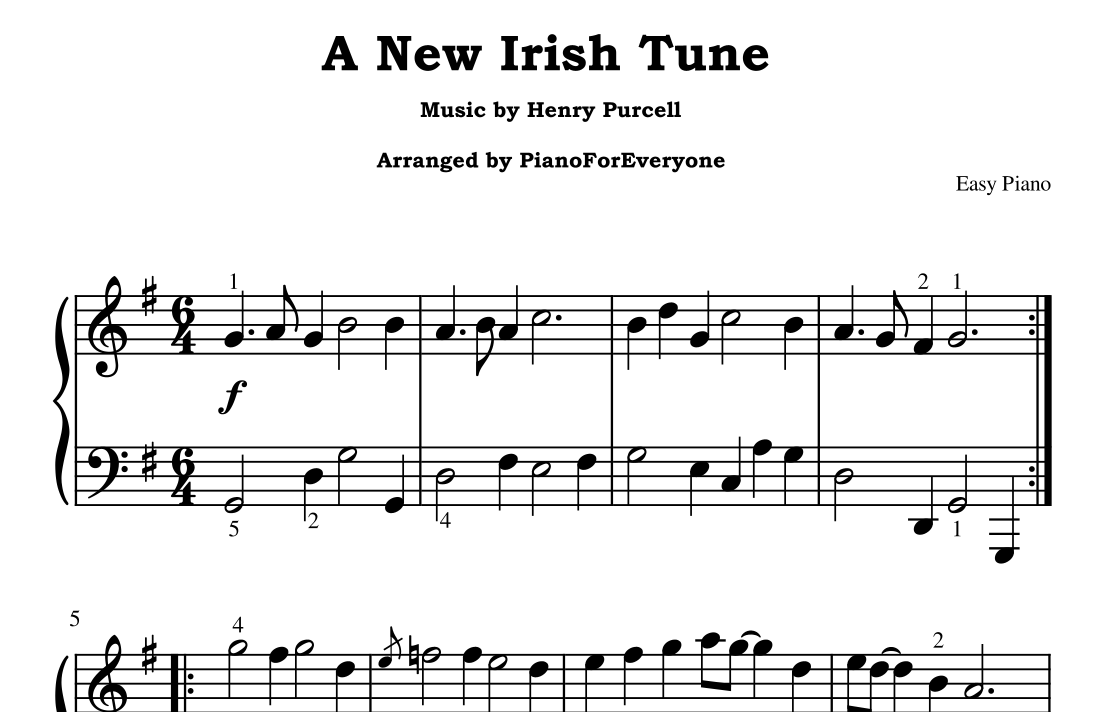 A New Irish Tune - Purcell (Easy Piano) (arr. PianoForEveryone) by ...