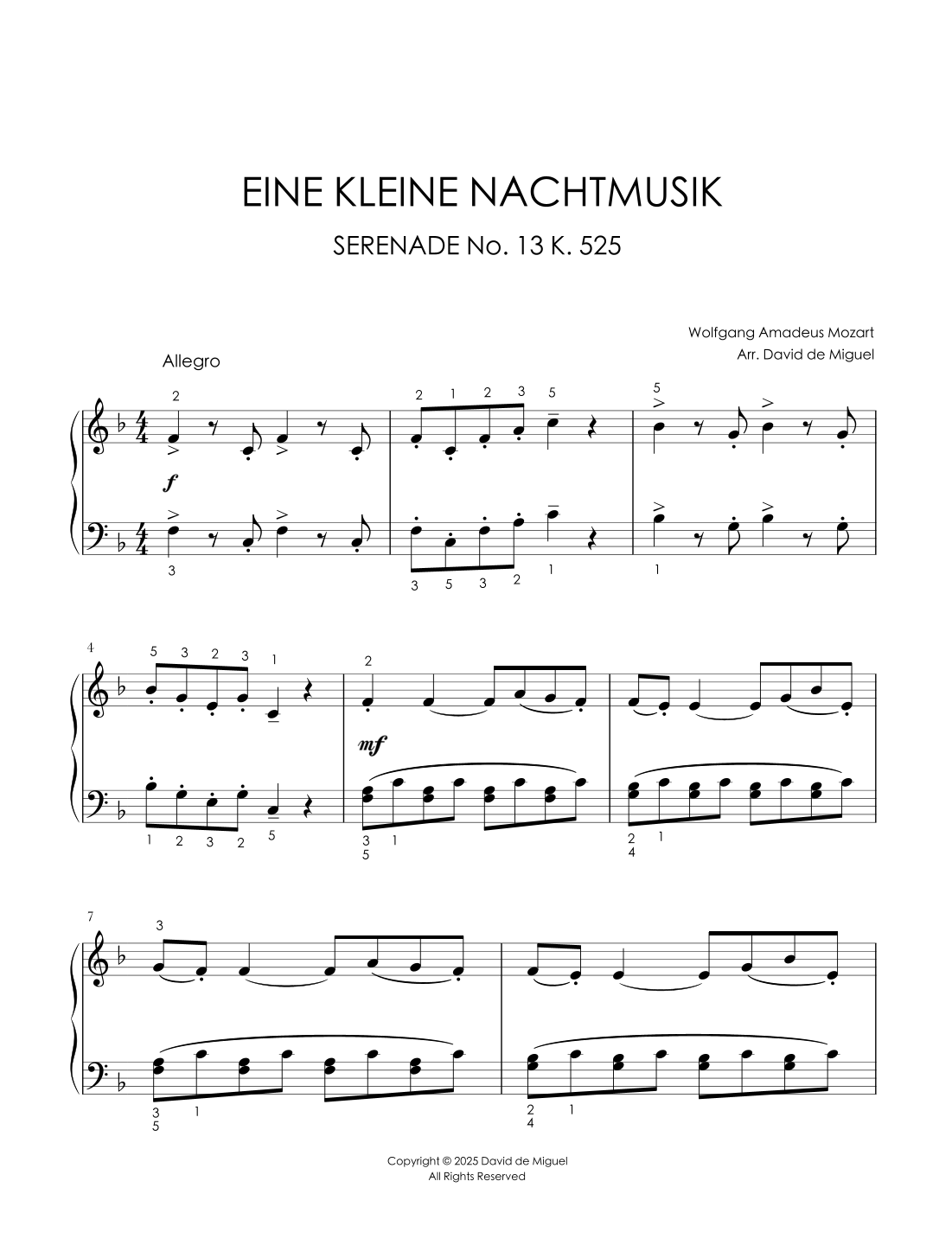 Wolfgang Amadeus Mozart | Eine kleine Nachtmusik – K. 525 (arr. David ...