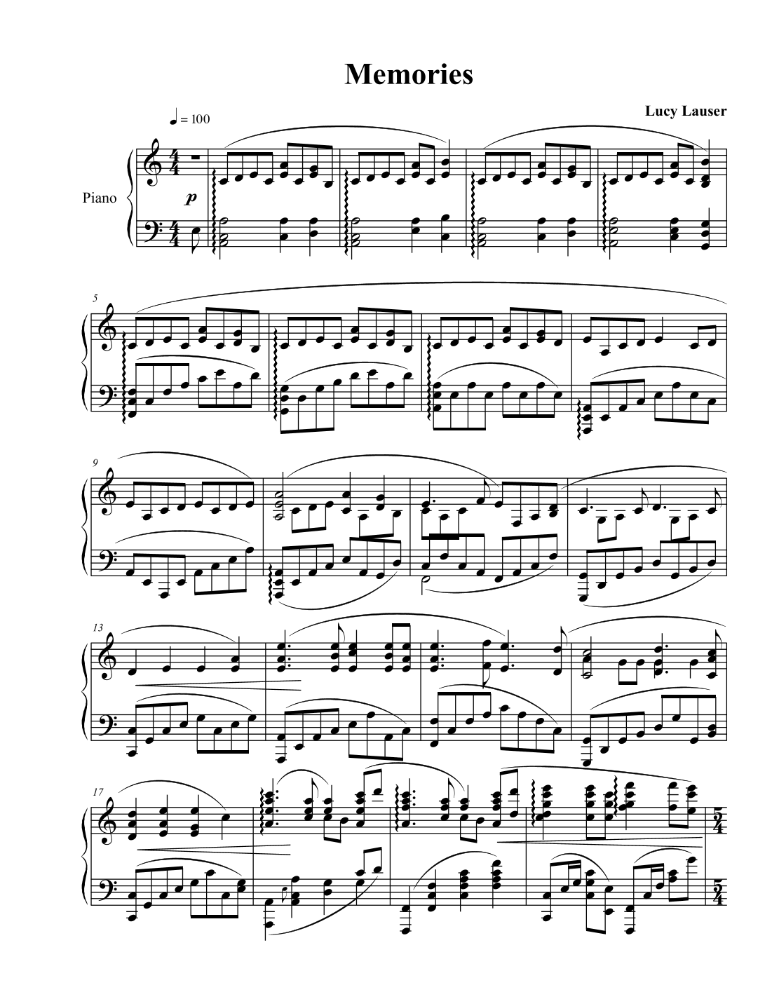 Memories Album - Complete Sheet Music by Sun Tillikum Sheet Music for ...