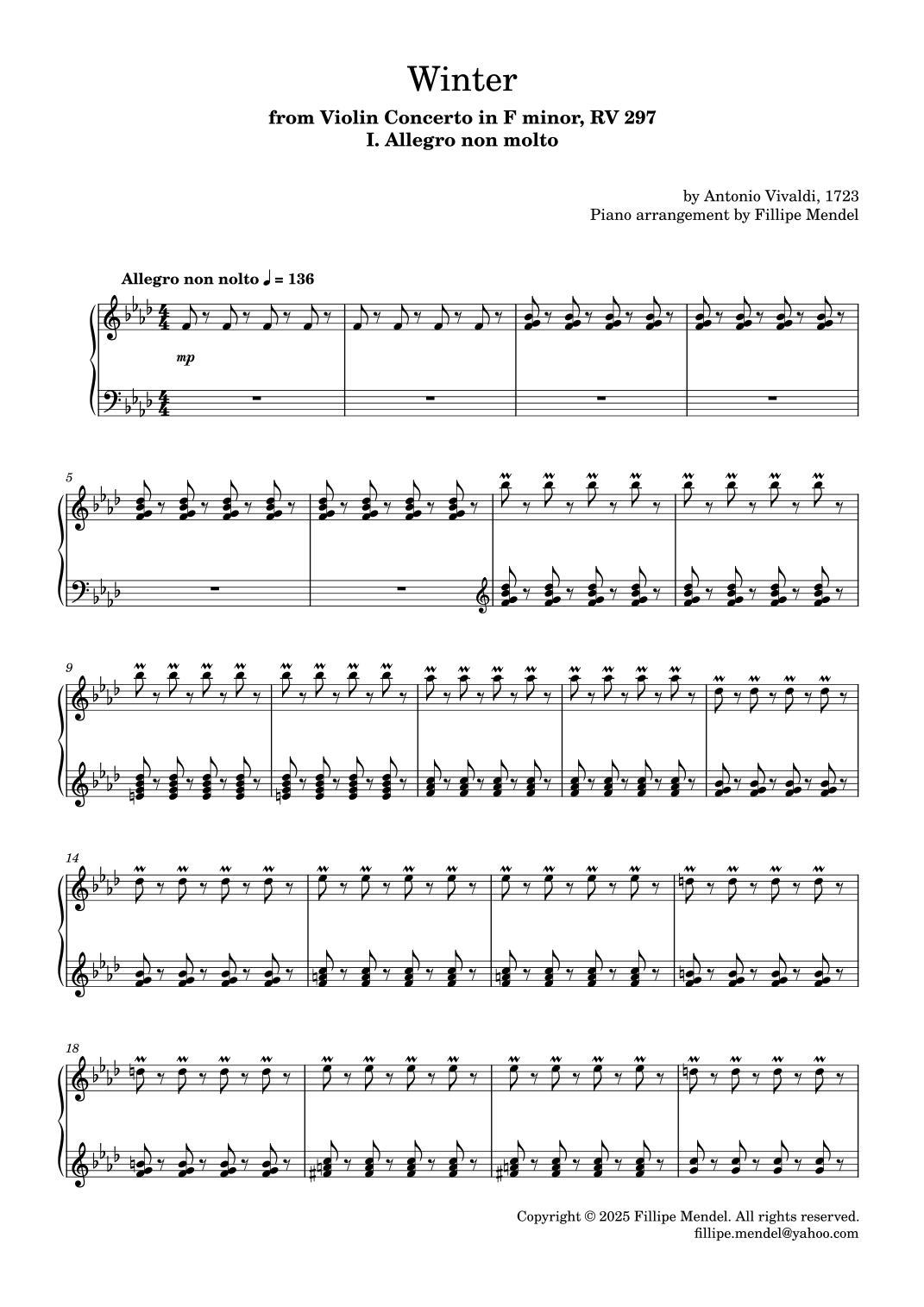 Vivaldi: The Four Seasons "Winter", Mvt. 1 (arr. Antonio Vivaldi) by ...