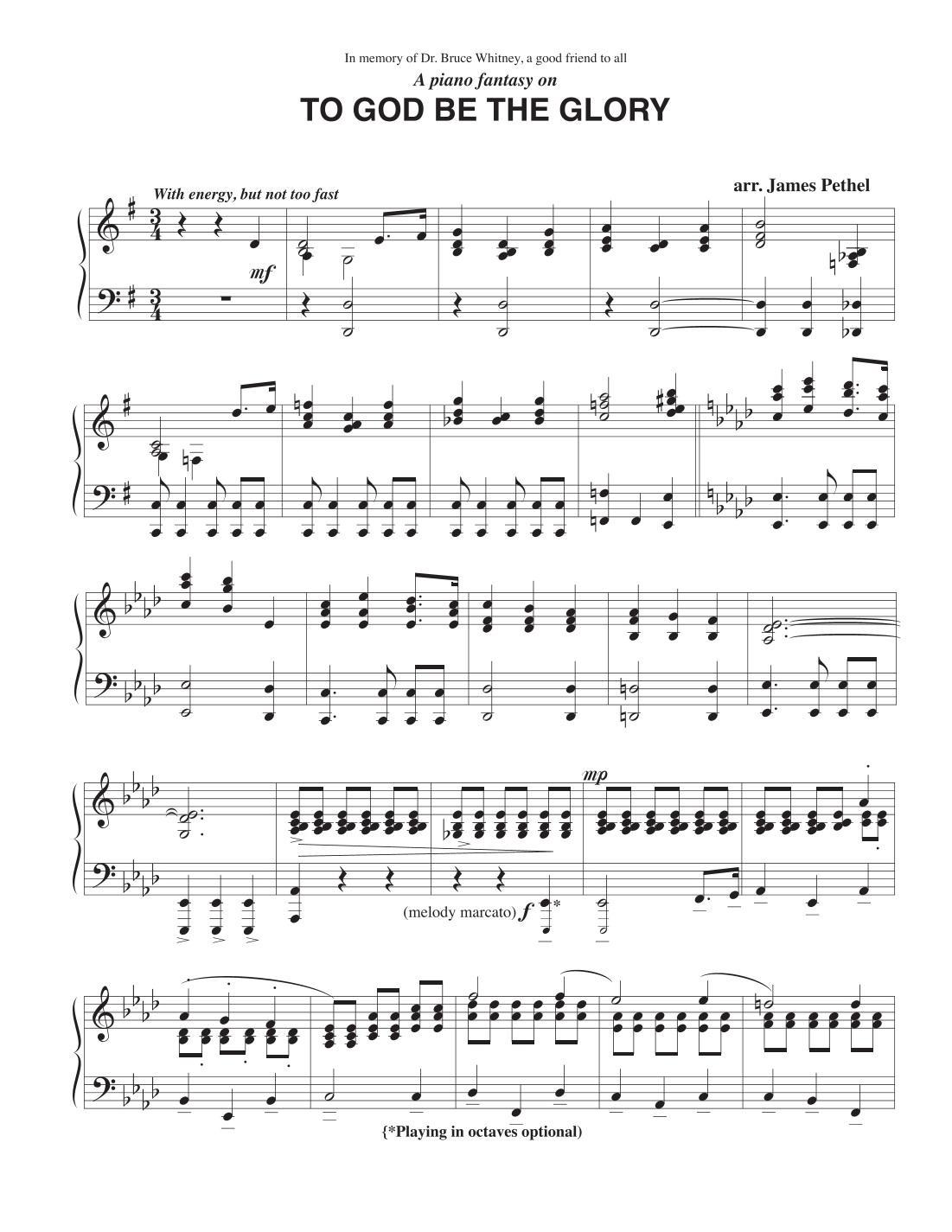 To God Be The Glory (arr. James Pethel) by James Pethel Sheet Music for ...