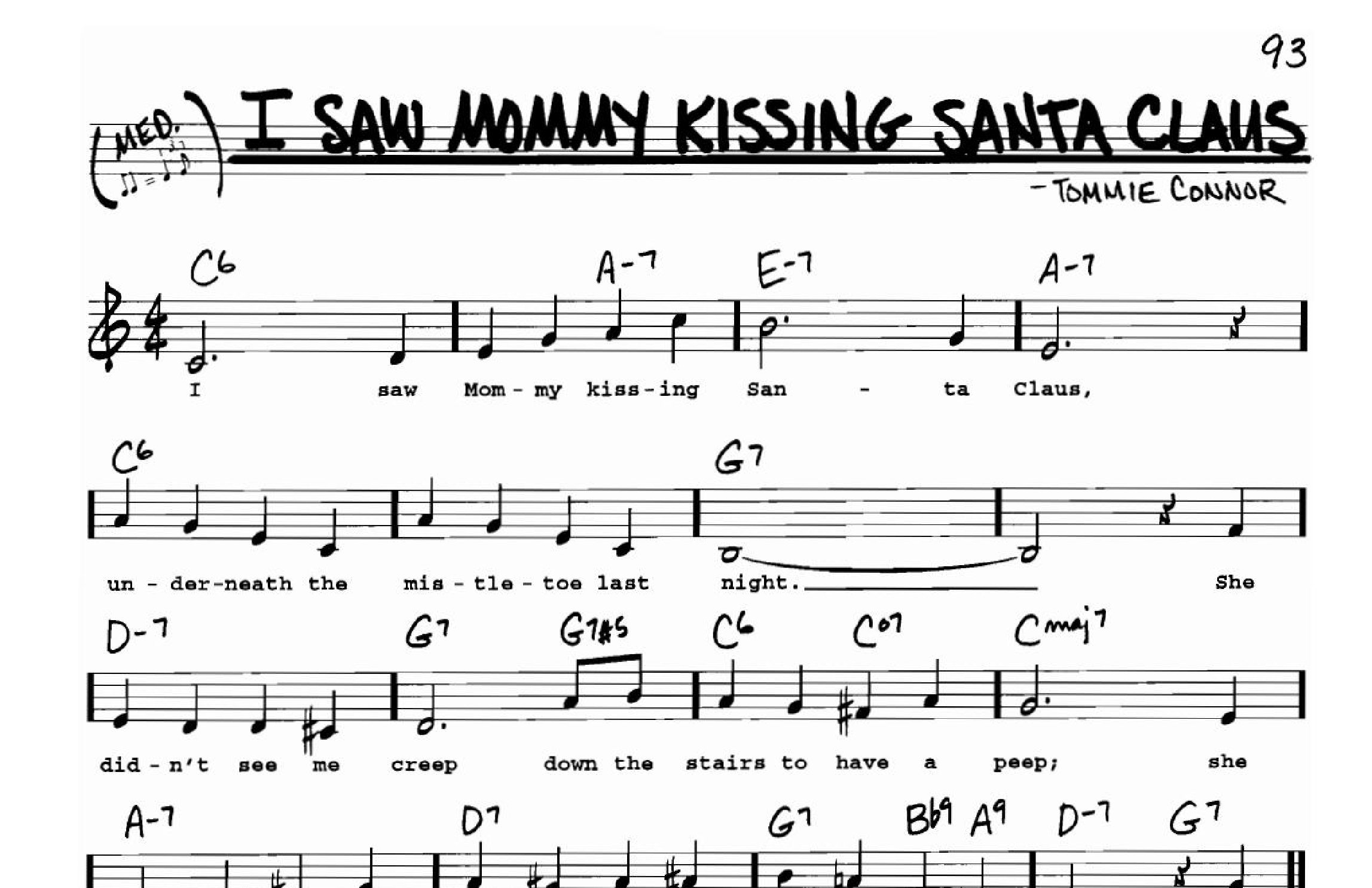 I SAW MOMMY KISSING SANTA CLAUS - Lead Sheet by Tommie Connor Sheet ...
