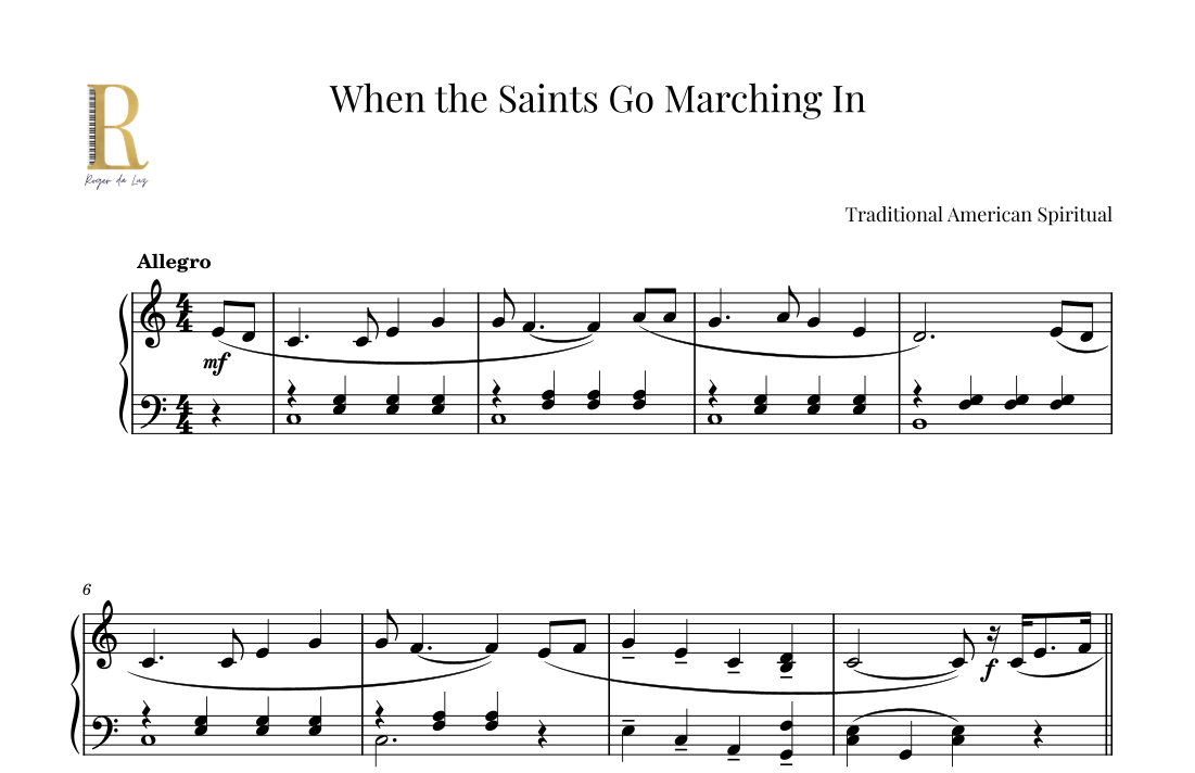 When The Saints Go Marching In – Easy Piano (arr. Roger da Luz) by ...