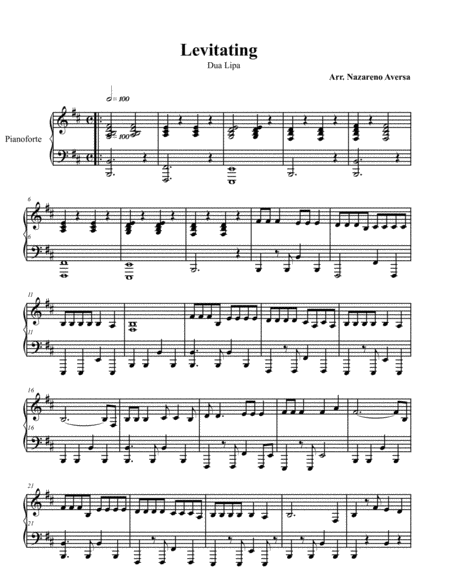Levitating Sheet Music | Dua Lipa | Piano Solo