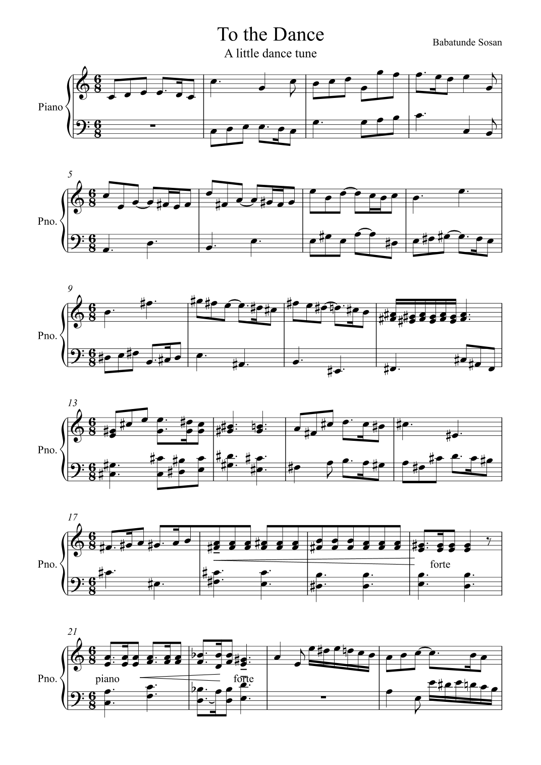 To the dance by Babatunde Sosan Sheet Music for Piano Solo at Sheet ...