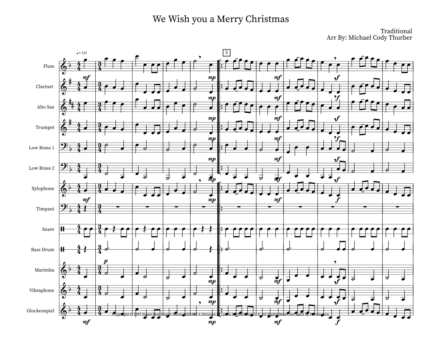 We Wish You A Merry Christmas (arr. Cody Thurber) by Traditional Sheet ...