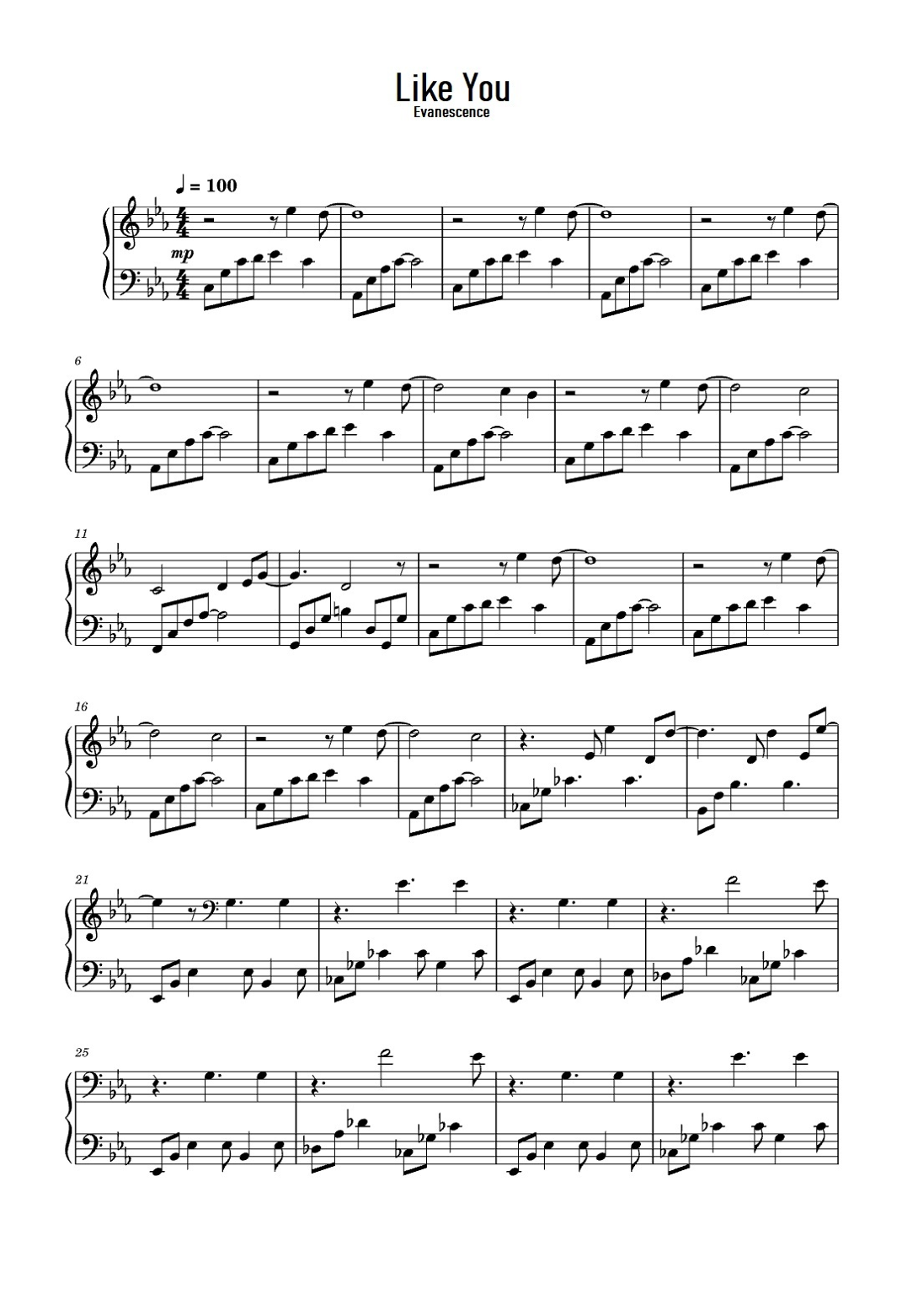 Evanescence (arr. Evanescence-Like You) par Youhanna Guirguis ...