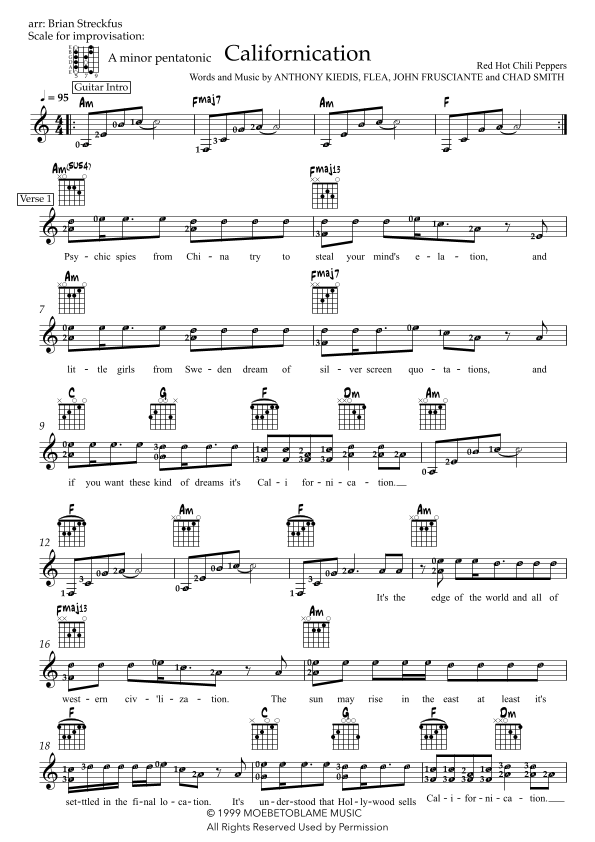 Californication (arr. Brian Streckfus) by Red Hot Chili Peppers Sheet ...