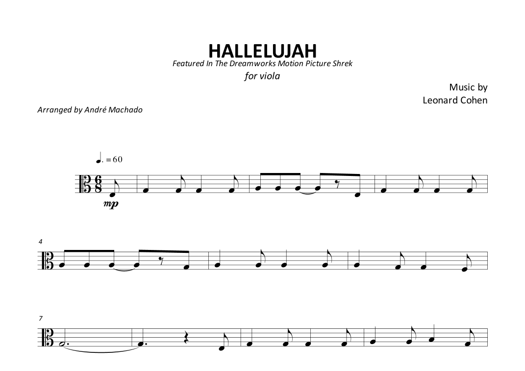 Hallelujah (arr. André Machado) por Andrea Bocelli Partituras para ...