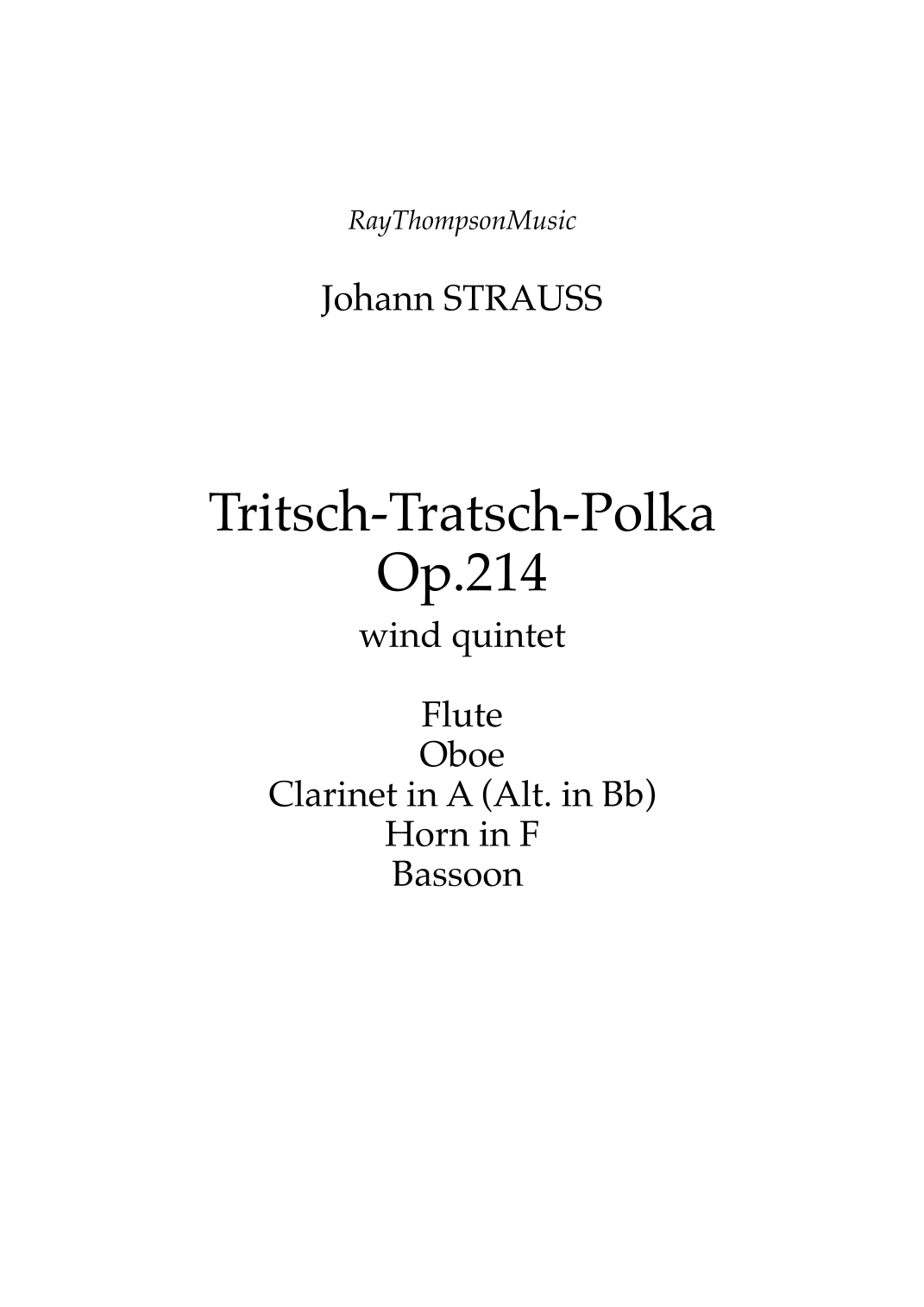 Johann Strauss II: Tritsch-Tratsch-Polka Op.214 - wind quintet (arr ...