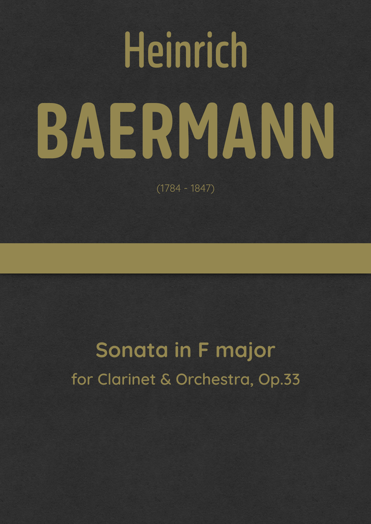 Baermann - Sonata in F major for Clarinet & Orchestra, Op.33 (arr. J.G ...