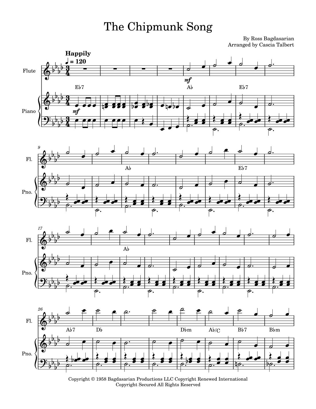 The Chipmunk Song (arr. Cascia Talbert) by Alvin And The Chipmunks ...