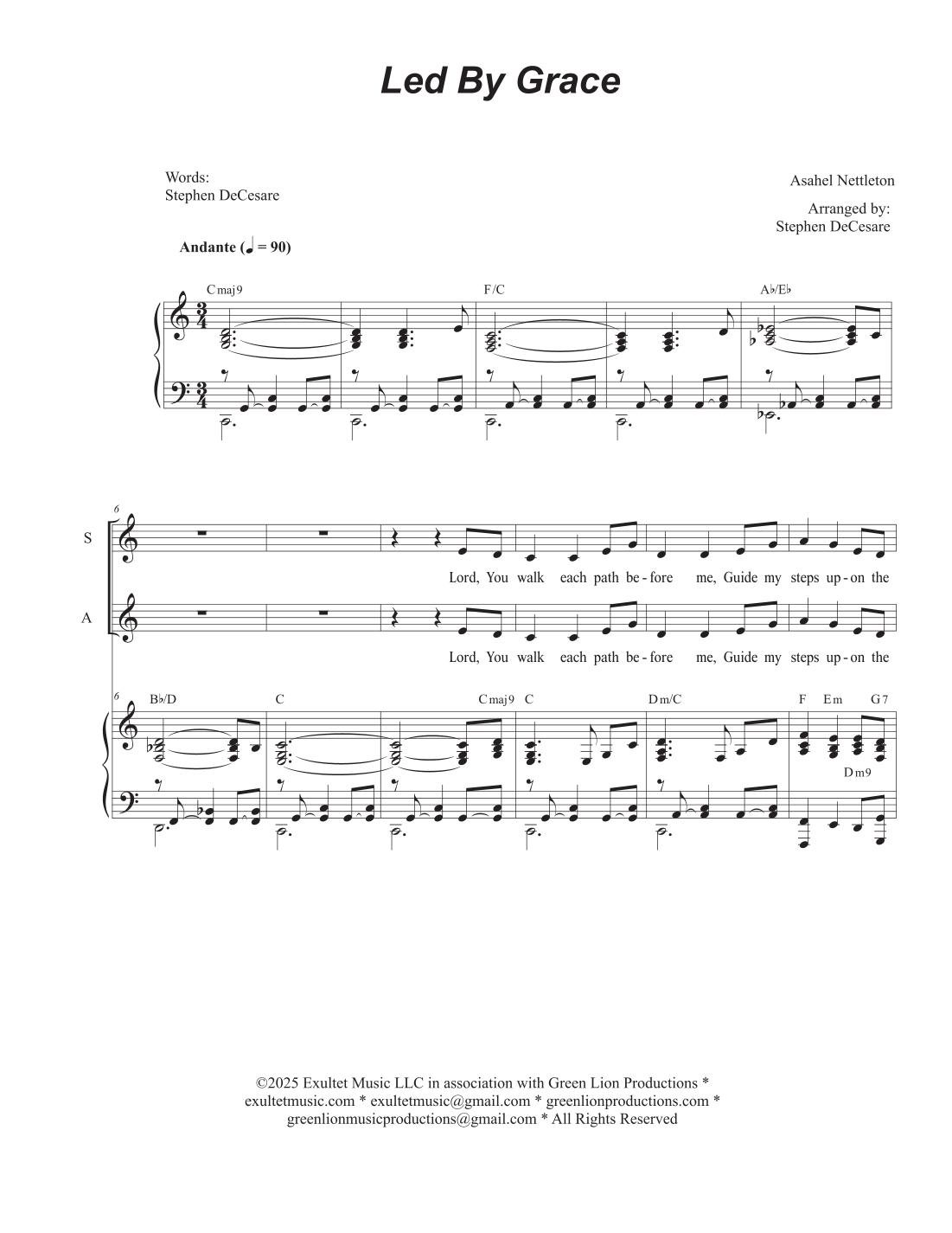 Led By Grace (SATB) (arr. Stephen DeCesare) by Stephen DeCesare Sheet Music for SATB Choir at ...