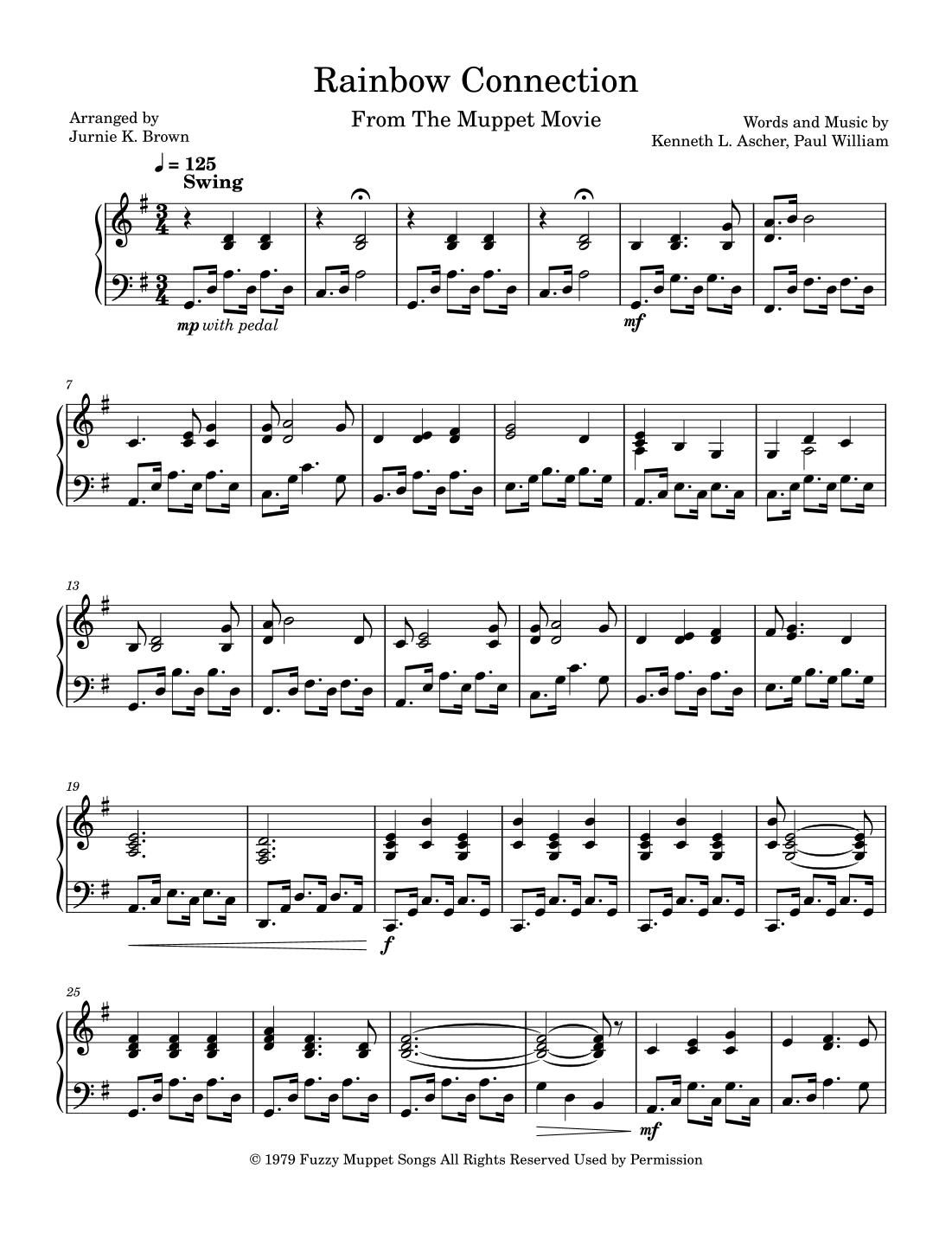 Rainbow Connection (arr. Jurnie K. Brown) by Carrie Hannah Sheet Music ...