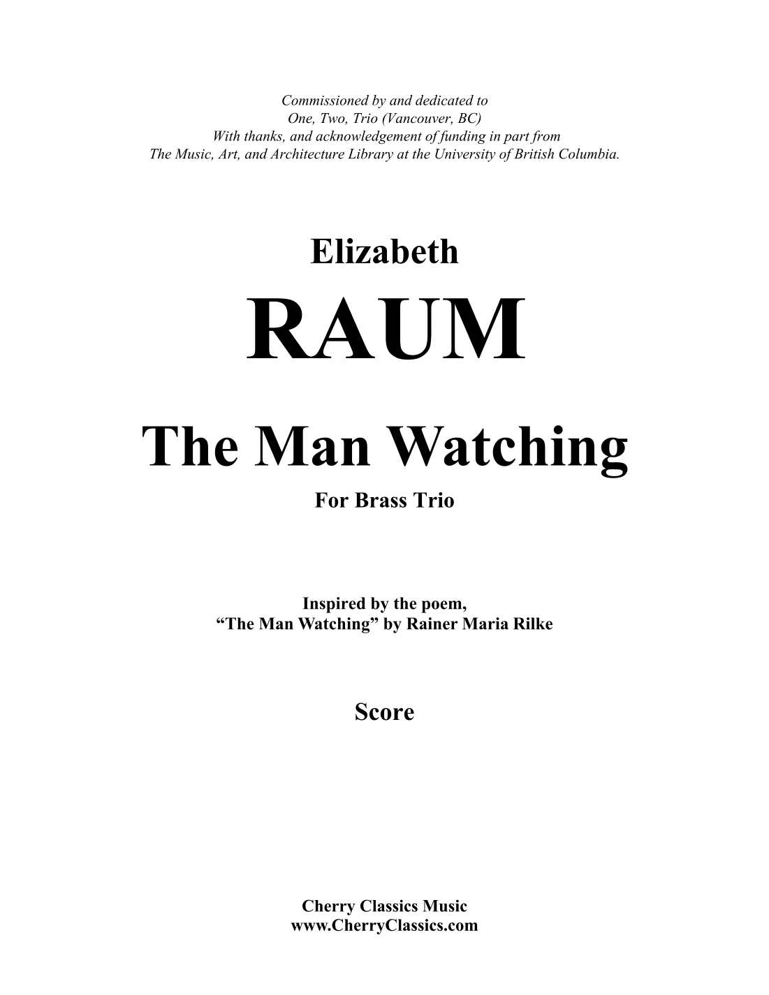 The Man Watching for Brass Trio von Elizabeth Raum Noten zum ...