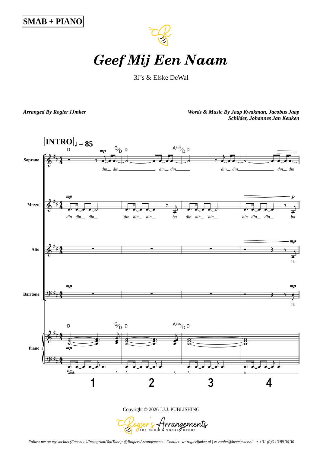 Geef Mij Een Naam (arr. Rogier Ijmker by Jacobus Jaap Schilder Sheet ...