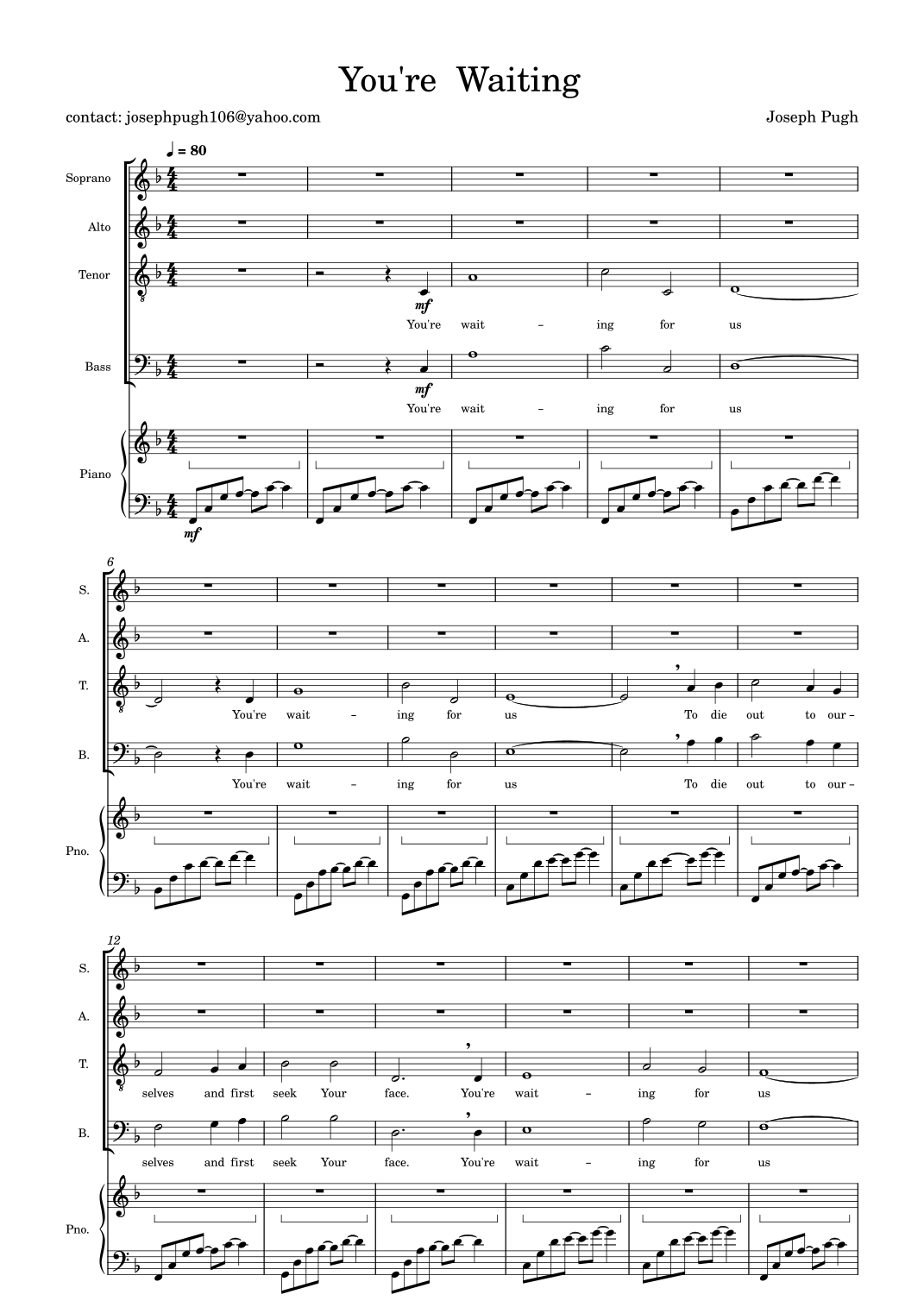 You're Waiting by Various Sheet Music for SATB Choir at Sheet Music Direct