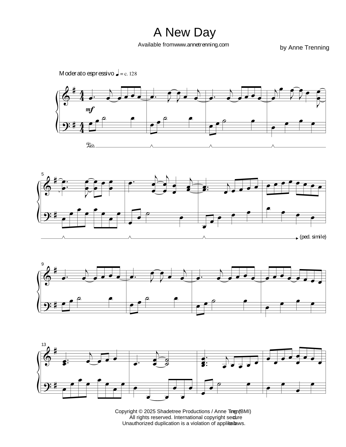 A New Day von Anne Trenning Noten zum Klavier solo bei Sheet Music Direct