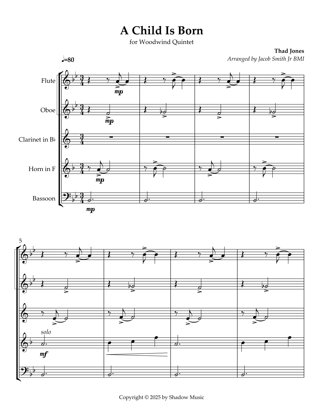 A Child Is Born (arr. Jacob Smith Jr) by Thad Jones Sheet Music for ...