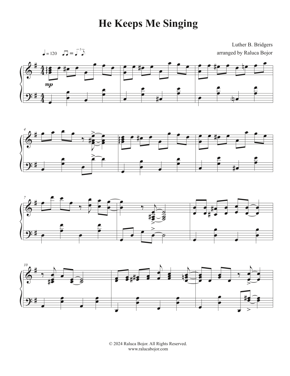 He Keeps Me Singing - advanced piano arrangement (arr. Raluca Bojor) by ...