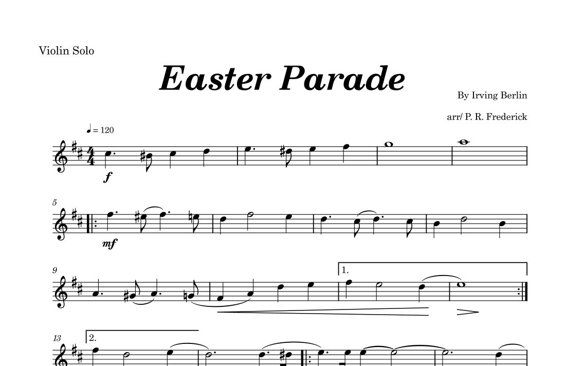 Easter Parade (arr. P. R. Frederick) by Irving Berlin Sheet Music for ...