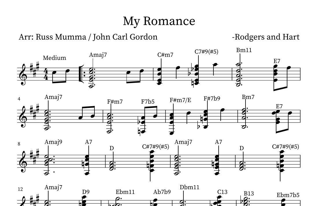 My Romance (arr. John Carl Gordon / Russ Mumma) by Richard Rodgers ...