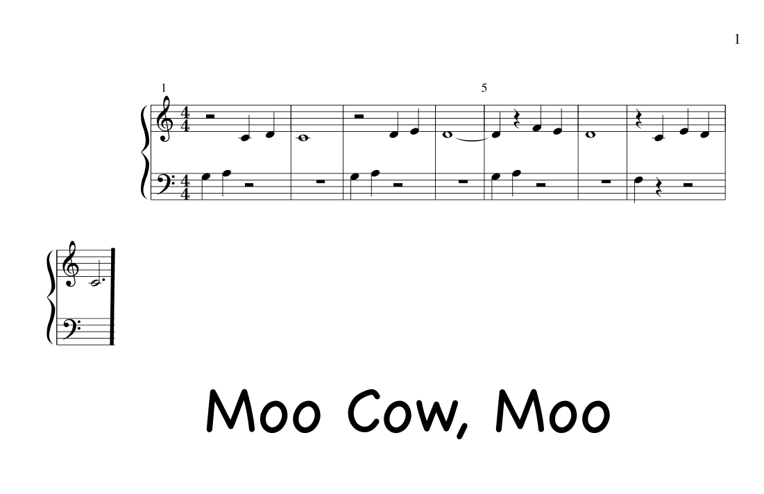 Moo Cow Moo by Lea McShan Sheet Music for Easy Piano at Sheet Music Direct