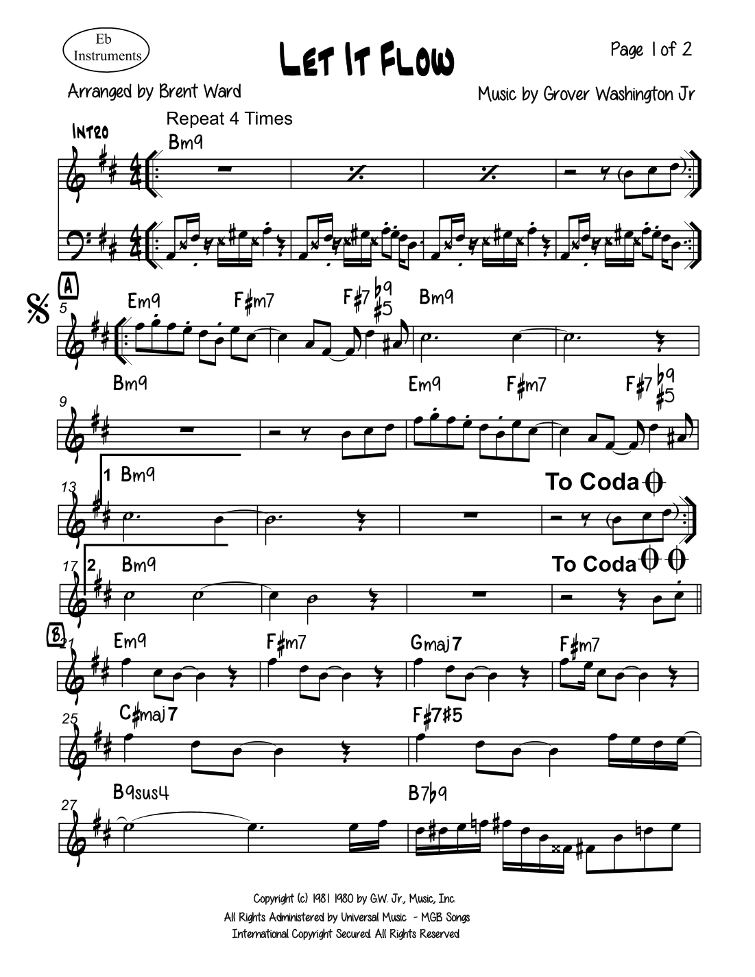 Let It Flow (arr. Brent Ward) por Grover Washington, Jr. Partituras ...
