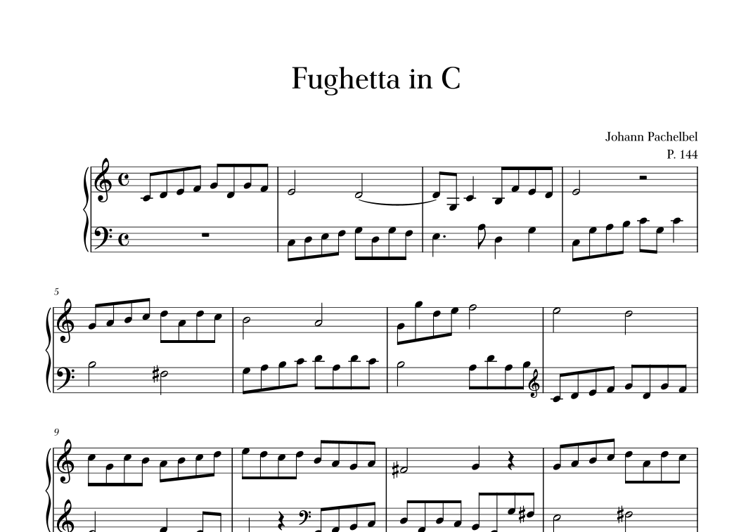 Fughetta in C, P. 144 (arr. Ascalon) por Johann Pachelbel Partituras ...