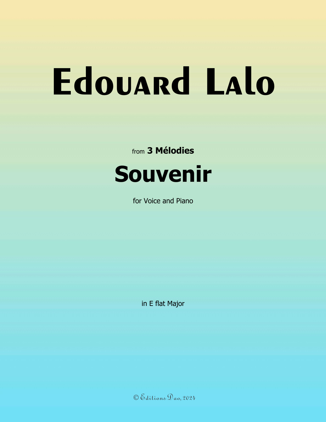 Souvenir, by Edouard Lalo, in E flat Major (arr. Editions Dao) by ...