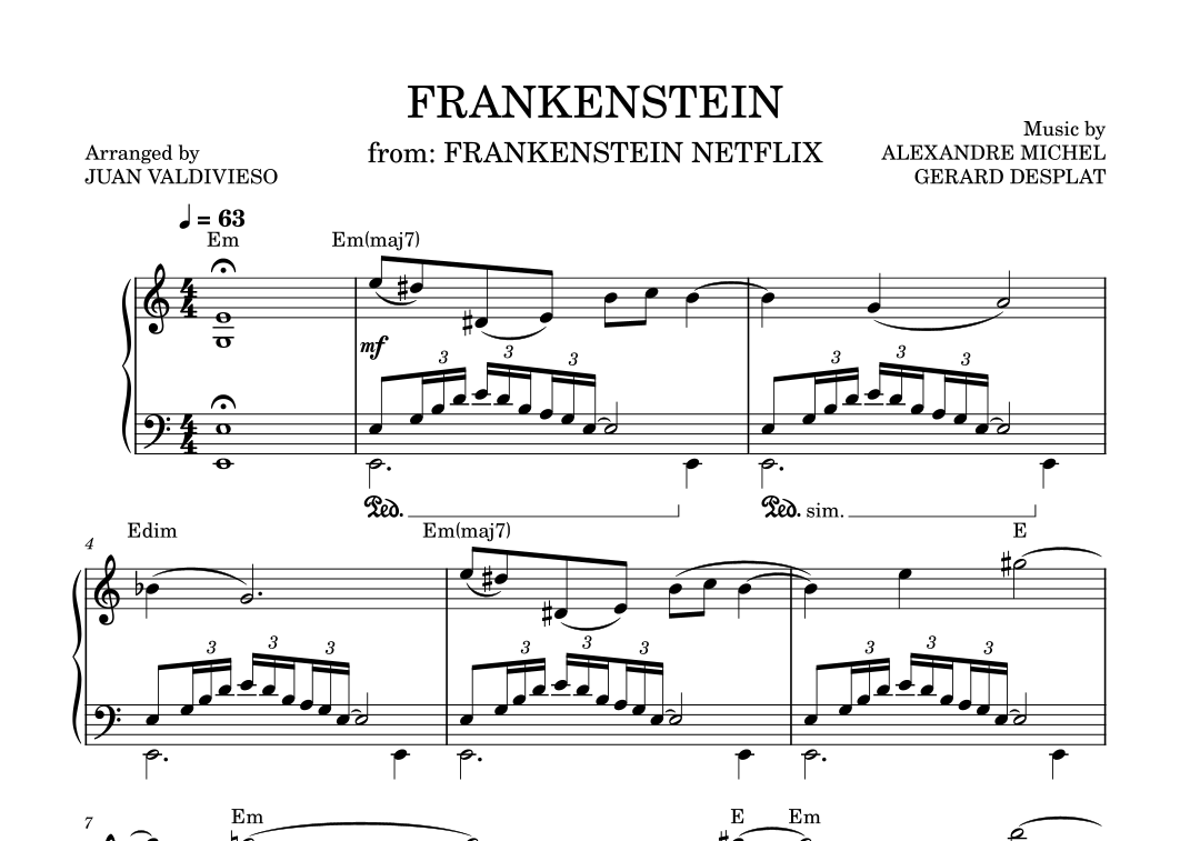 Frankenstein (arr. Juan Valdivieso by Alexandre Michel Gerard Desplat ...