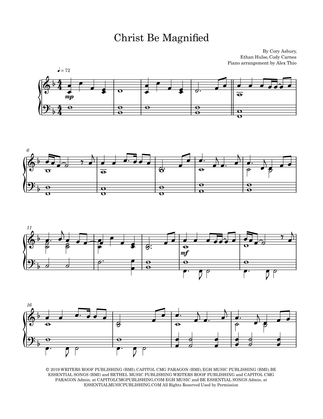 Christ Be Magnified (arr. Alex Thio) by Cody Carnes Sheet Music for ...