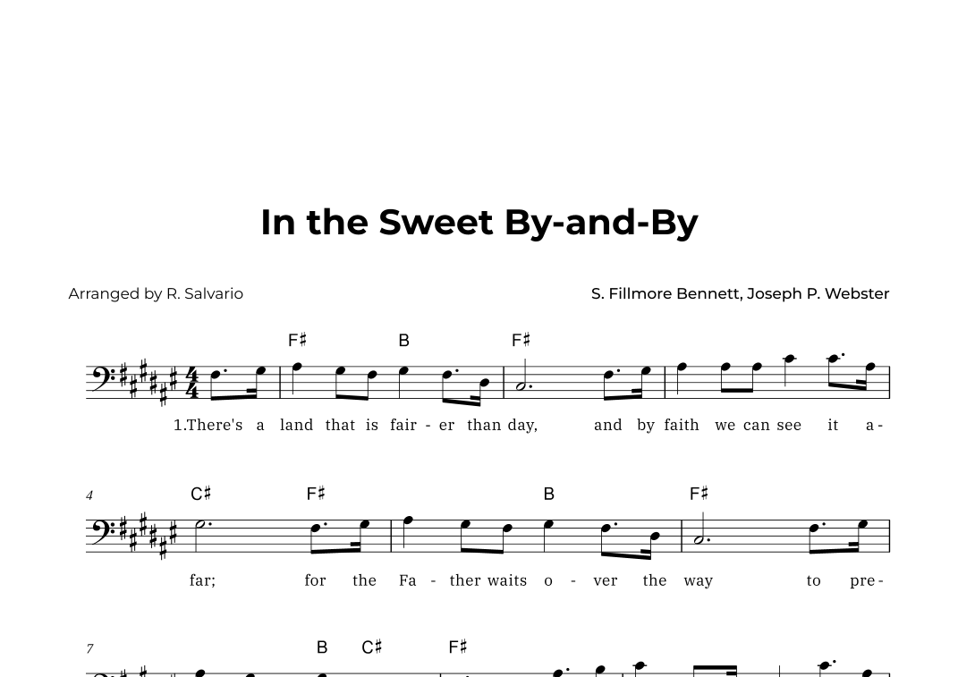 In the Sweet By-and-By (Key of F-Sharp Major) (arr. R. Salvario) von ...