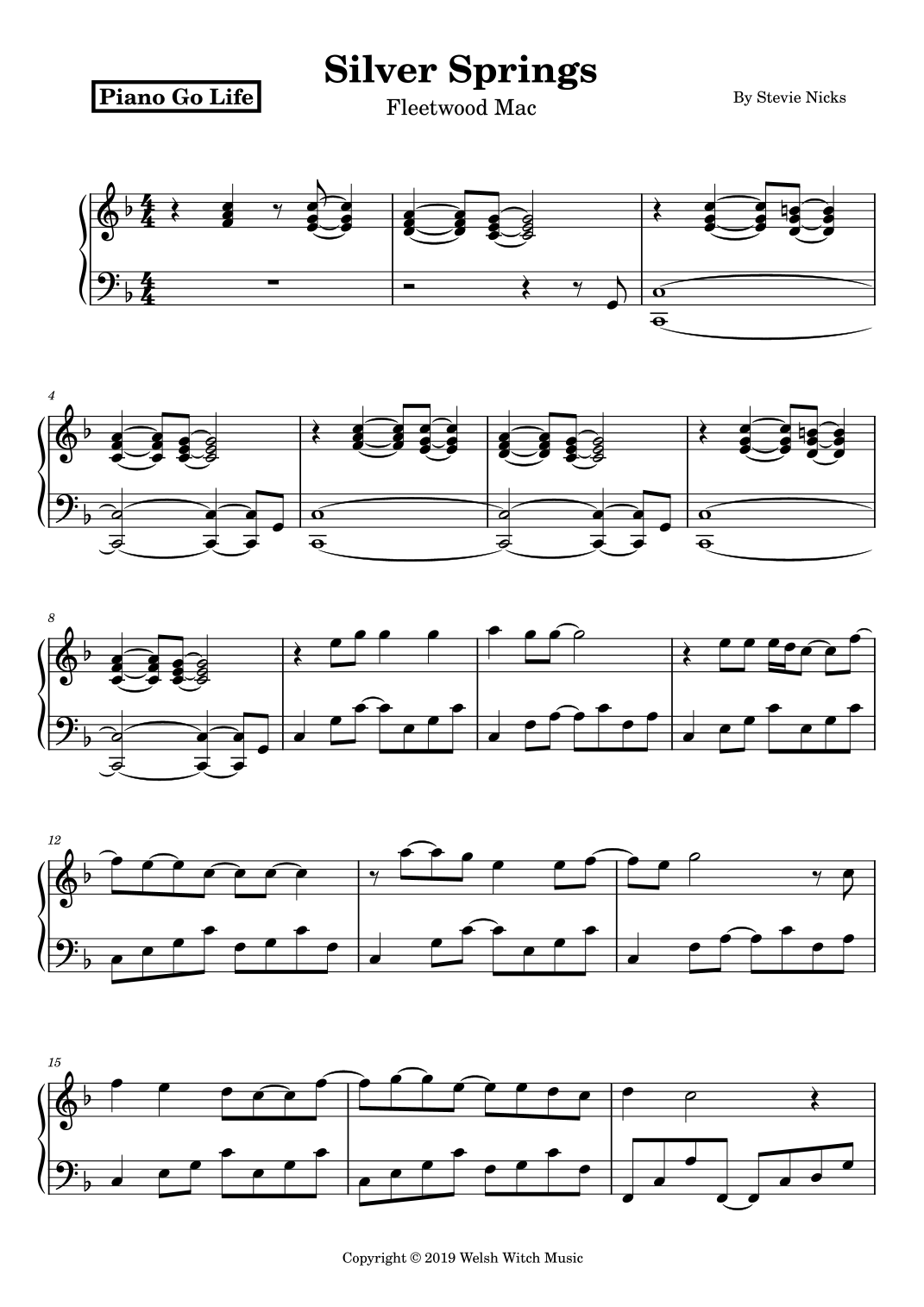 Silver Springs by Fleetwood Mac Sheet Music for Piano Solo at Sheet ...