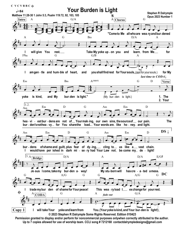 Your Burden is Light by Stephen R Dalrymple Sheet Music for Piano ...