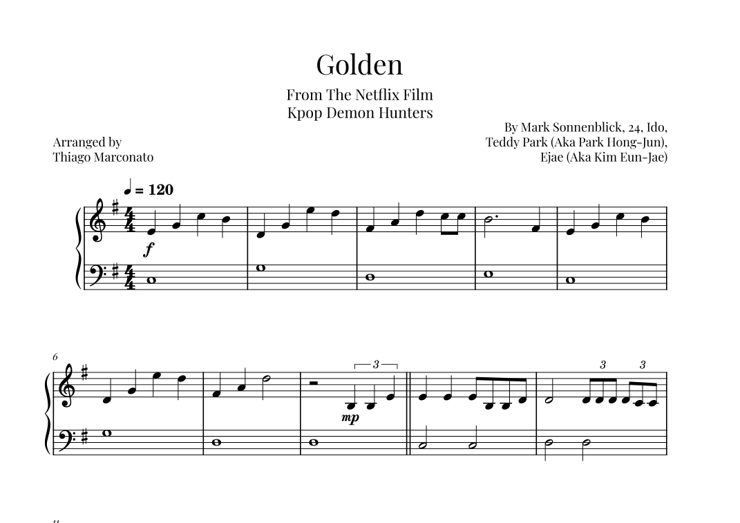 Golden (arr. Thiago Marconato) by Huntr/X (Ejae, Audrey Nuna And Rei ...
