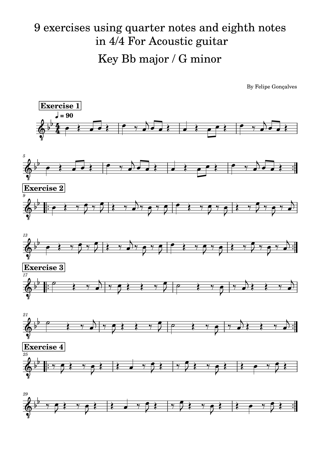 9 exercises using quarter notes and eighth notes in 4/4 For Acoustic ...