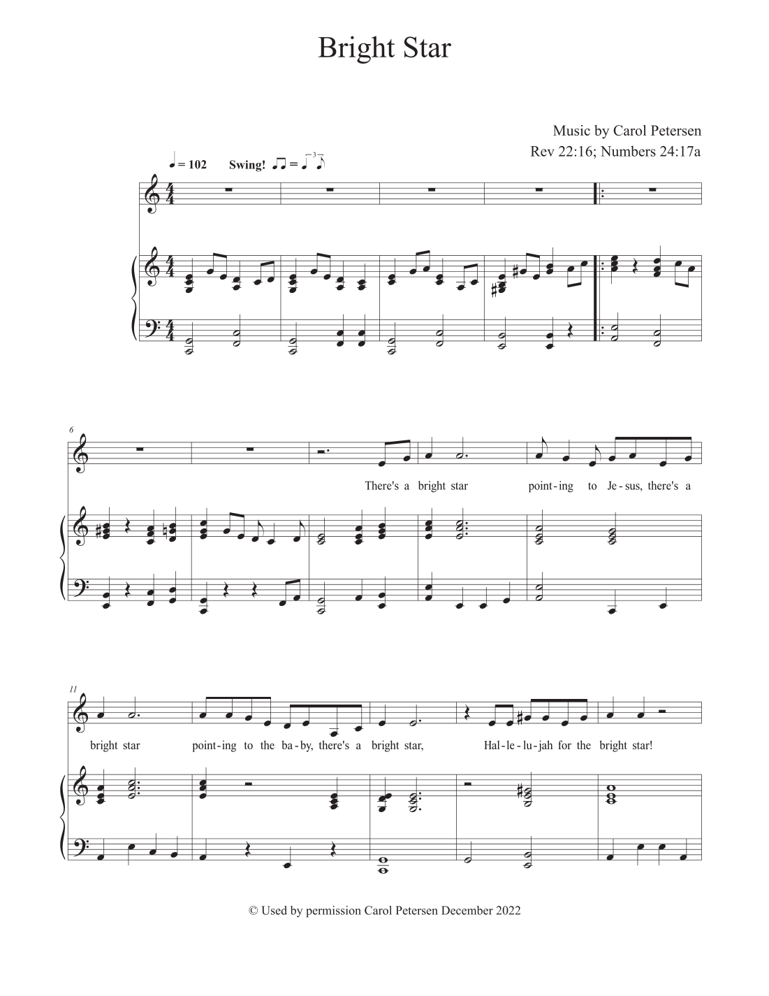 Bright Star by Carol Petersen Sheet Music for Unison Choir at Sheet ...