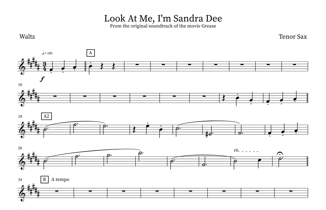 Look At Me, I'm Sandra Dee (arr. Miguel Matt Rivero) by Jim Jacobs ...