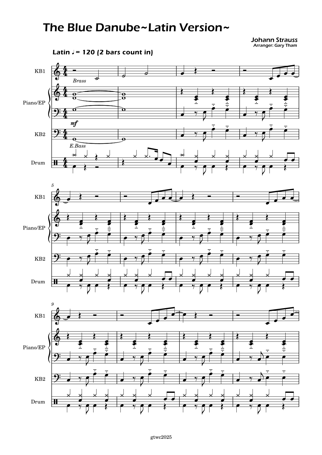 The Blue Danube~Latin version. (arr. Gary Tham) by Johann Strauss Sheet ...