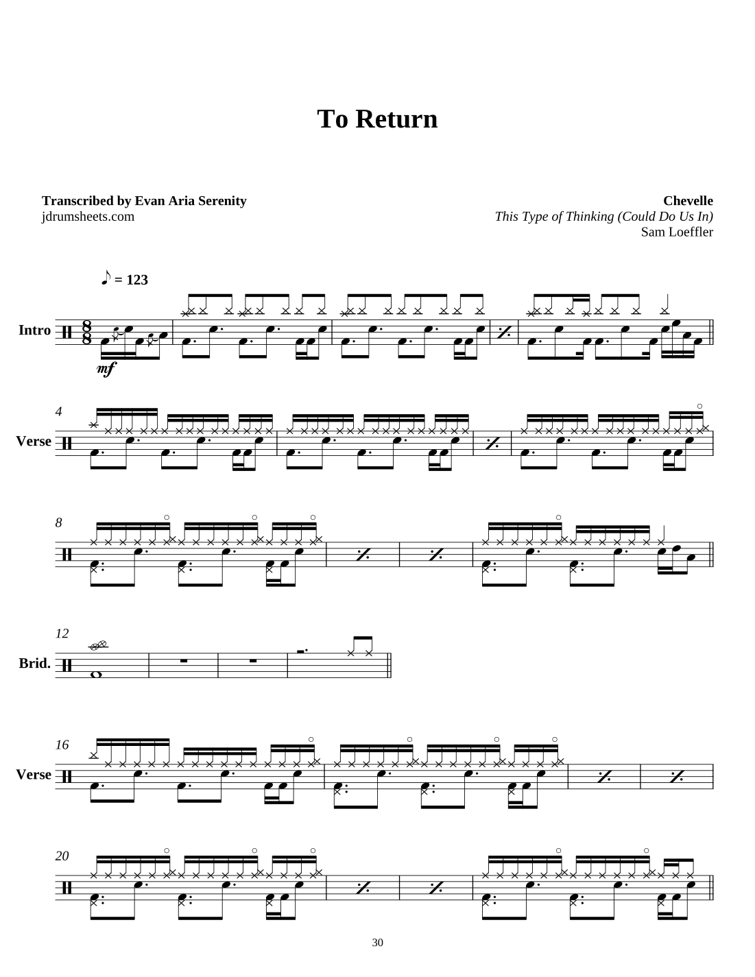 To Return (arr. Evan Aria Serenity) by Samuel Loeffler Sheet Music for ...