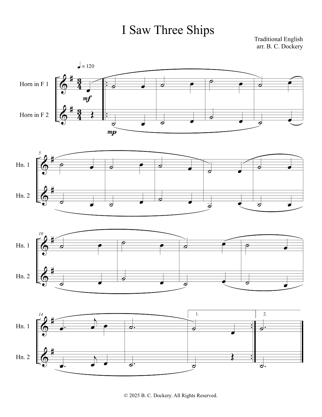 I Saw Three Ships (French Horn Duet) (arr. B. C. Dockery) by ...