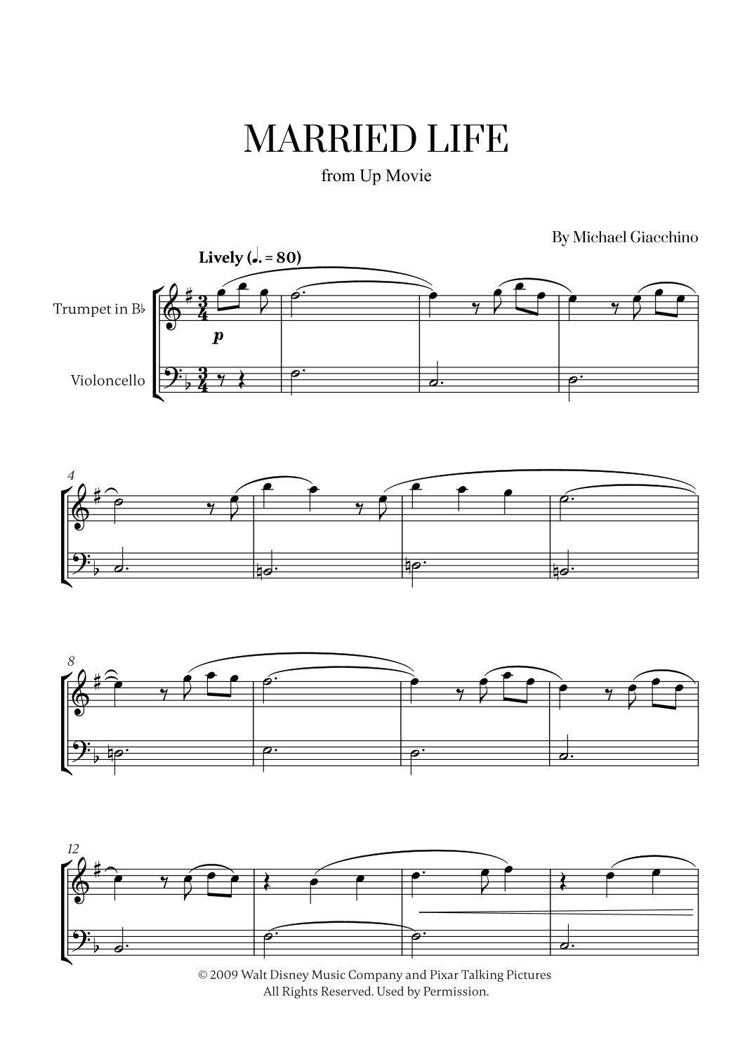 Married Life (arr. Cadenza Editions) by Michael Giacchino Sheet Music ...