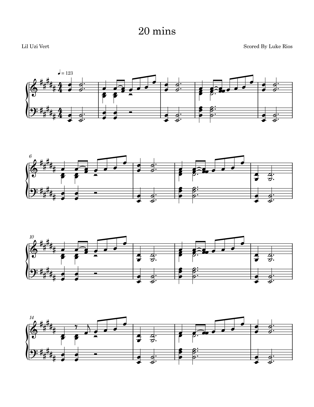 20 Min (arr. Luke Rios) by Lil Uzi Vert Sheet Music for Piano Solo at ...