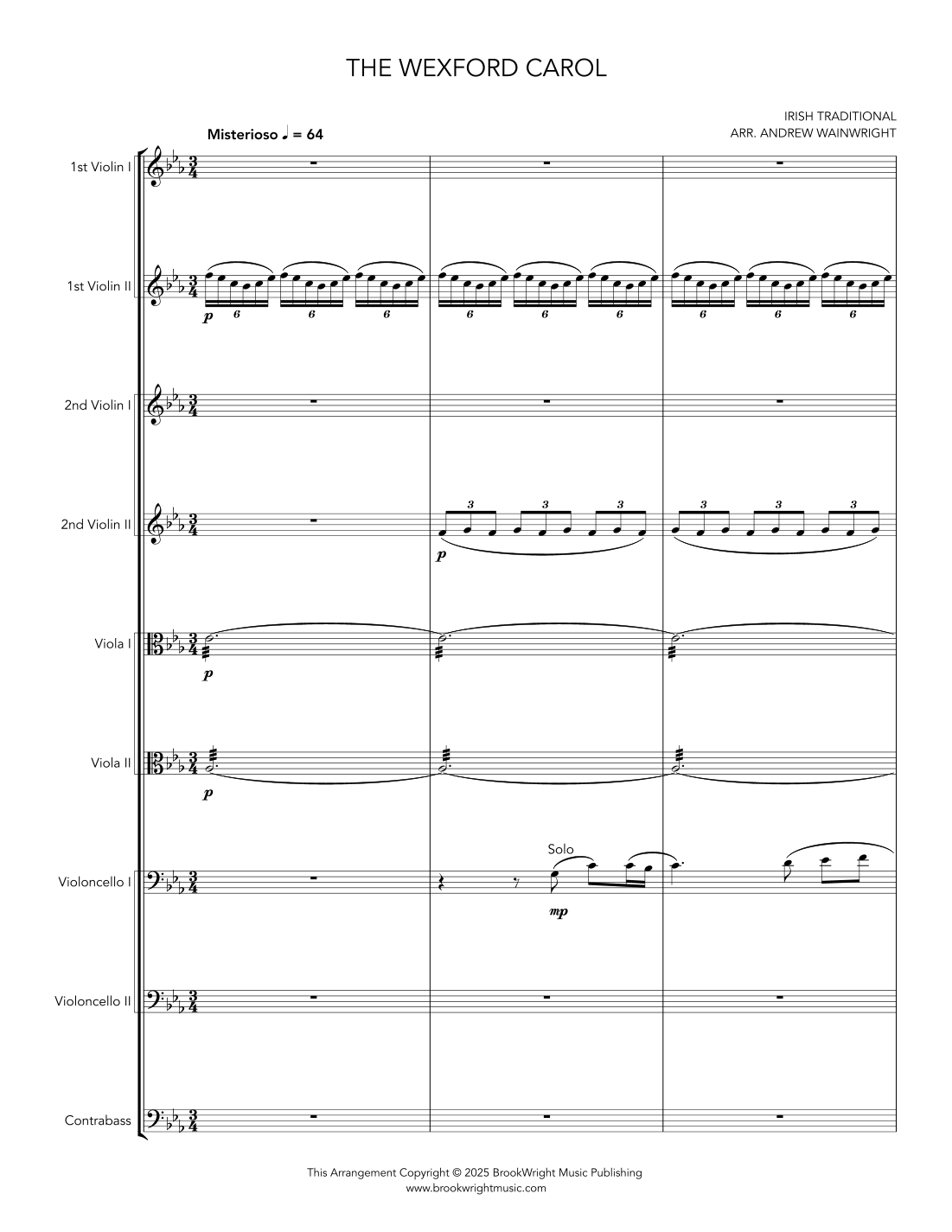 The Wexford Carol (arr. Andrew Wainwright) by Irish Traditional Sheet ...